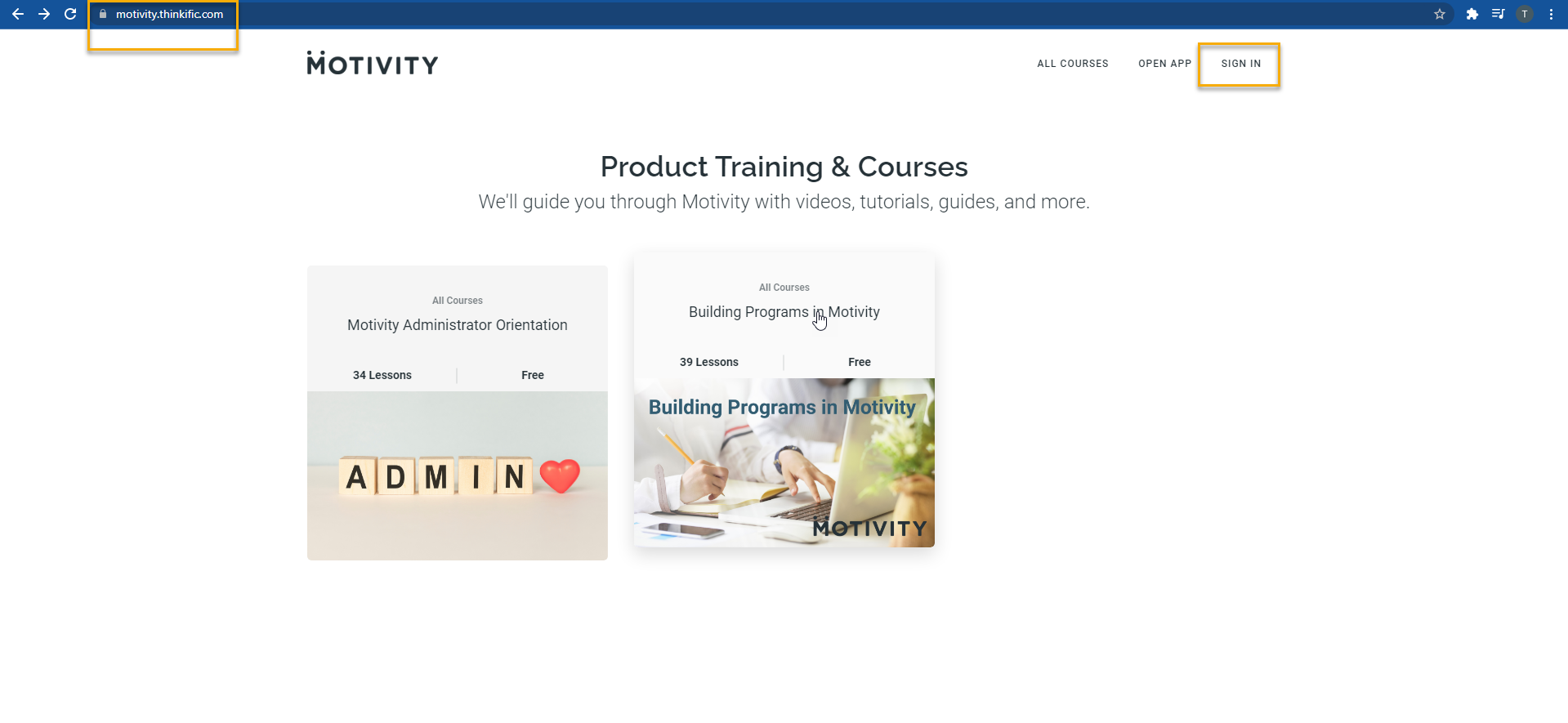 Accessing Motivity Online Training Courses (in Thinkific)